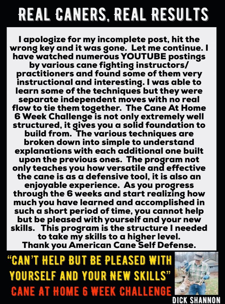 Cane At Home 6 Week Challenge! Jan 8, 2024!- Learn Cane Self Defense ...